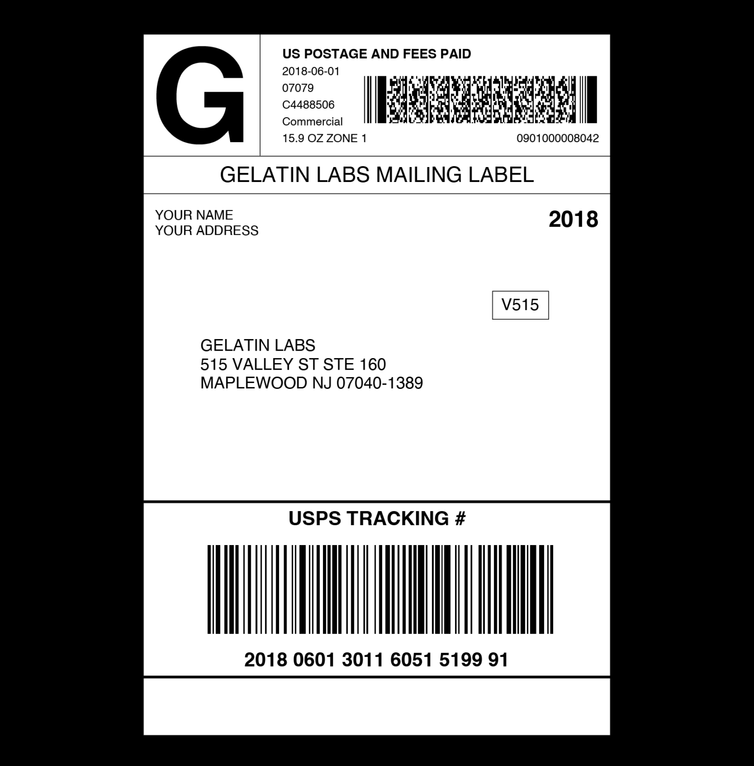 Shipping Label - Gelatin Labs